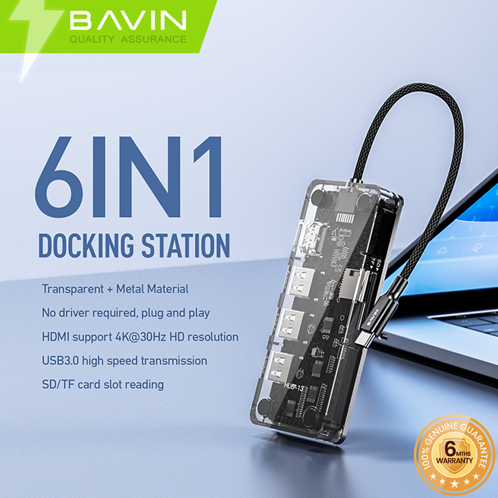 BAVIN I13 6 in 1 Universal USB HUB Adapter Plug and Play USB 3.0 Fast ...