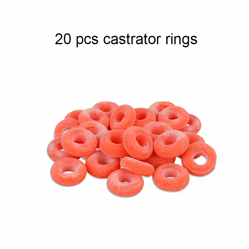 Castrator Bander Plier Elastrator Castration Tool Dock Tail with 20 Rubber Rings for Goat Pig ...