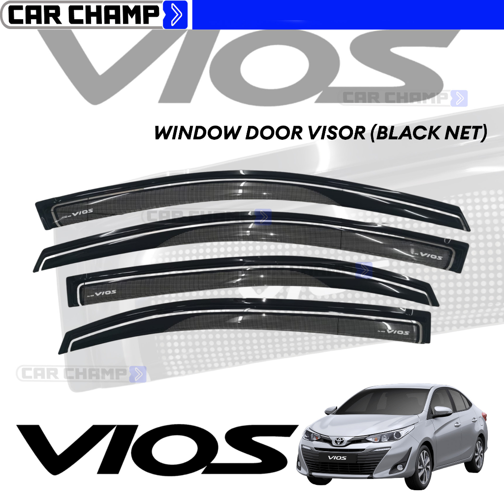 Toyota Vios 2019 to 2025 PRIME BLACK NET Window door visor 2020 2021 ...