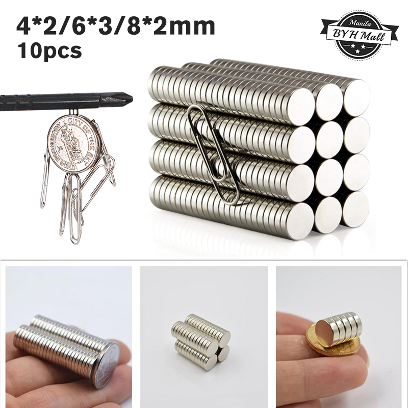 10pcs Strong Magnet Round Magnet Sheet 4*2mm 6*3mm 8*2mm Iron Absorbent ...
