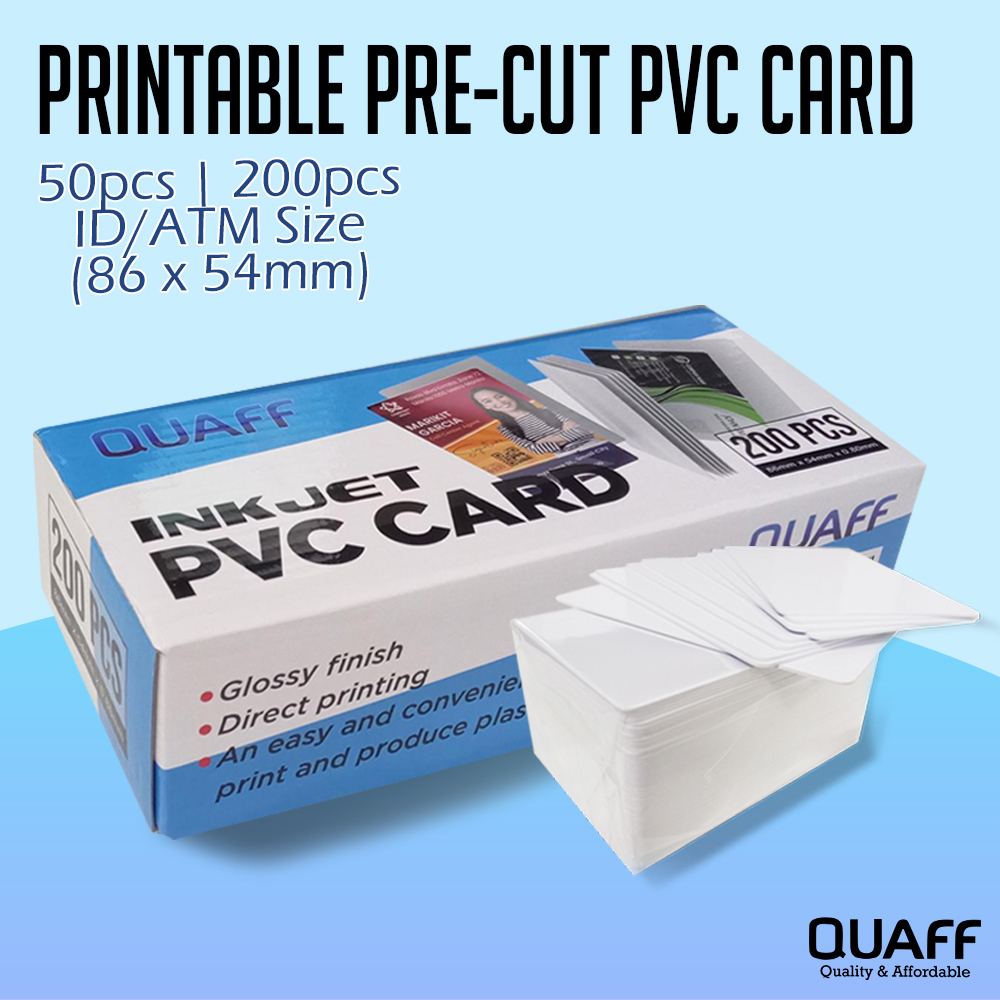 Quaff Printable PVC Pre-Cut Cards for Direct ID Printing (50pcs per ...