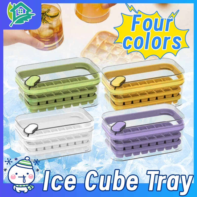 Ice Lattice Ice Cube Tray with Lid and Bin 2 Pack Ice Cube Trays for ...