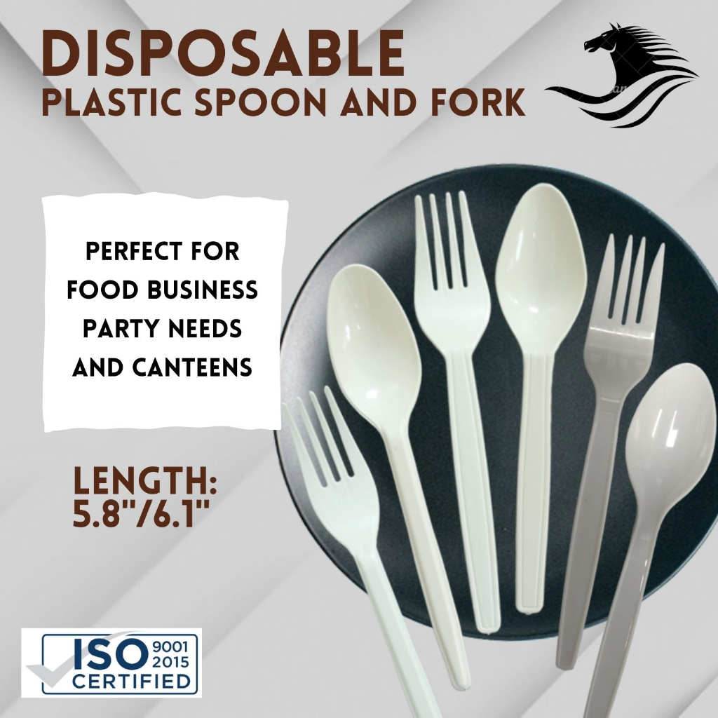 Disposable Plastic Spoon & Fork (25pcs) Spoon Fork Utensils [ 2 sizes ...