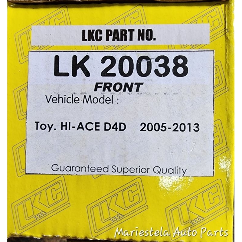 [ LK 20038 ] BRAKE PAD Fronf for TOYOTA HIACE 2005 - 2018 LKC BRAND ...