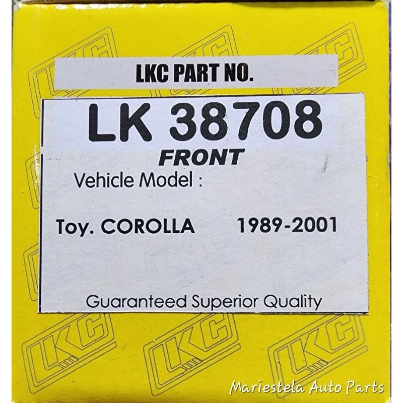 [ LK 38708 ] Brake Pad Toyota Corolla 1989 - 2001 FRONT ( LKC Brand ...