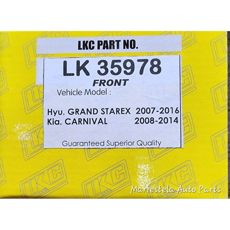 [ LK 35978 ] Brake Pad Front Hyundai Grand Starex 2007 - 2016 ...
