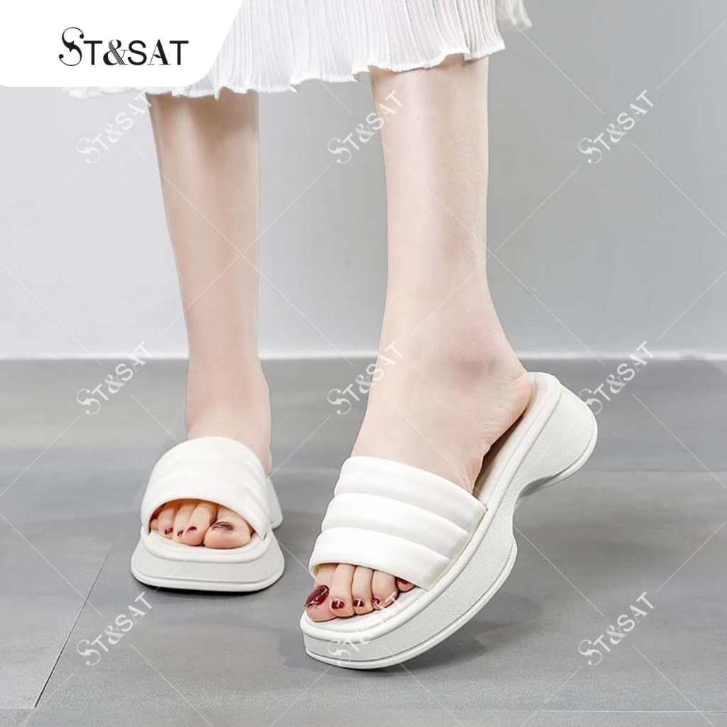ST&SAT Pambabaeng Platform na Kaswal na Rubber Slippers Summer Platform ...