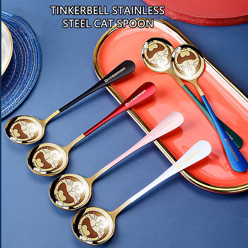 Stainless steel soup spoon 410 round spoon cartoon round spoon creative ...