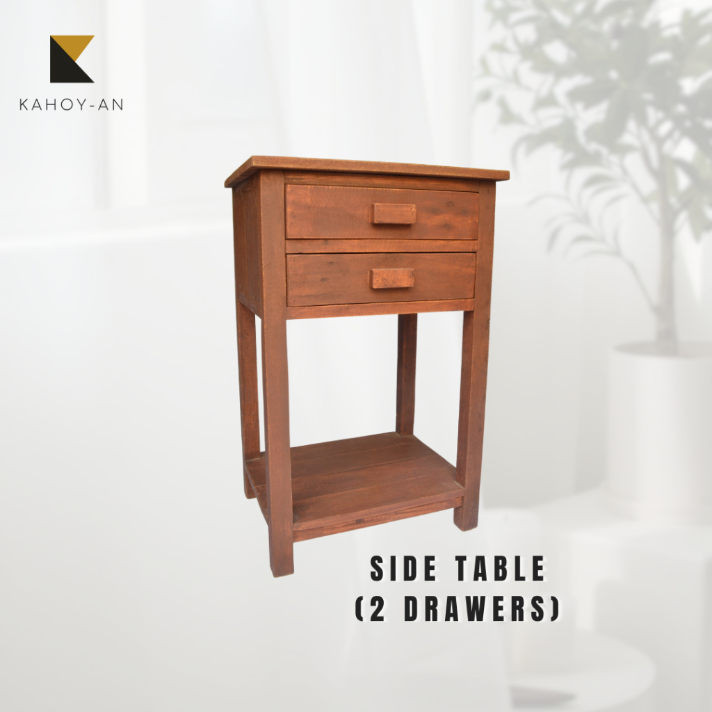 BEDSIDE TABLE with 2 Drawers, Wooden, Reclaimed Wood, Assembled ...