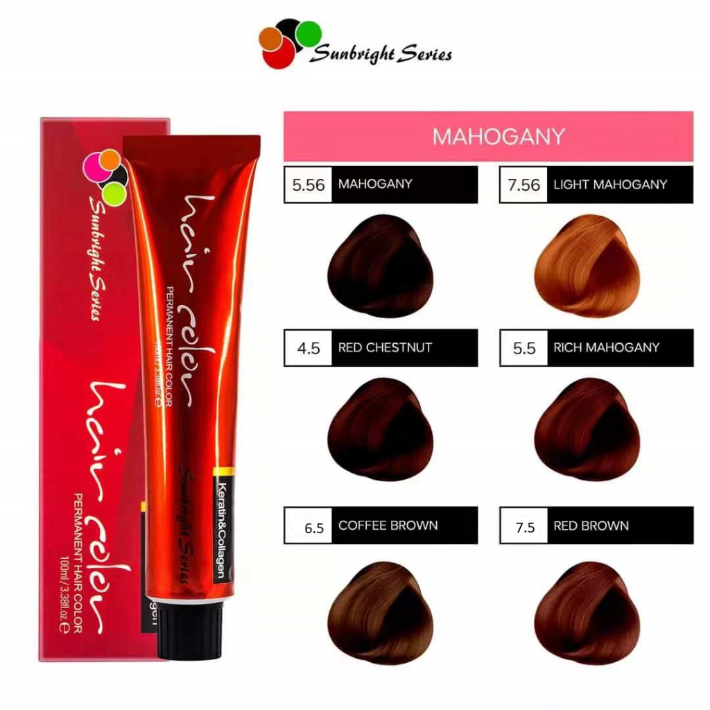 SUNBRIGHT SERIES HAIR COLOR 7.56 LIGHT MAHOGANY (100ML) | Shopee ...
