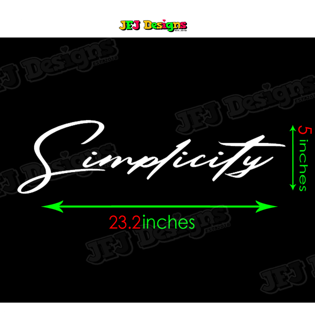 Simplicity For Car Windshield Cutout Sticker 23.2x5 inches | Shopee ...