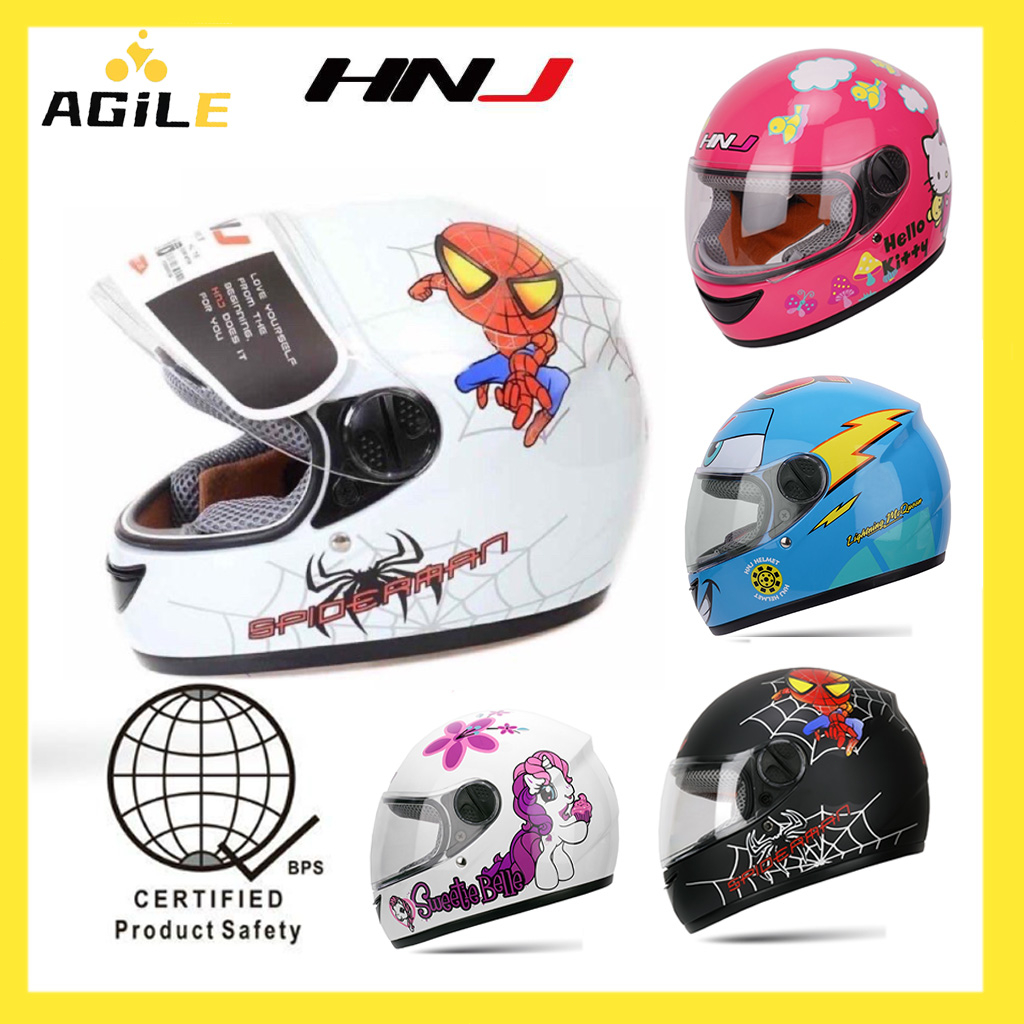 HNJ Full Face Helmet for motorcycle kids adjustable with certified ...