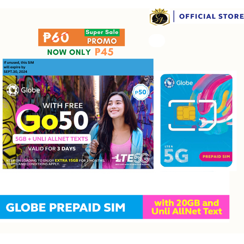 Globe Sim 5G LTE Prepaid Tricut Brand New SimCard (SIM expiry if unused ...