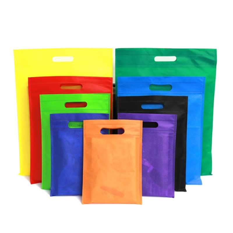 50 Pcs Eco Bag Flat Non-woven Handbag 4 Sizes 10 Colors D Cut Pouch ...
