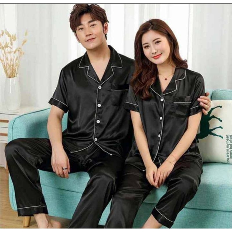 Silk Sleepwear Terno Pajama Plain Korean Style Unisex Loungewear ...