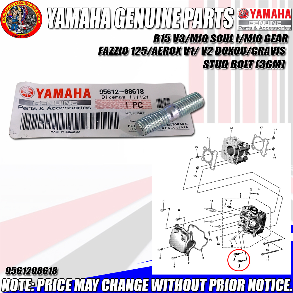 R15 V2/V3/MIO SOUL I125/GEAR/FAZZIO/AEROX/GRAVIS STUD BOLT FLANGE NUT ...