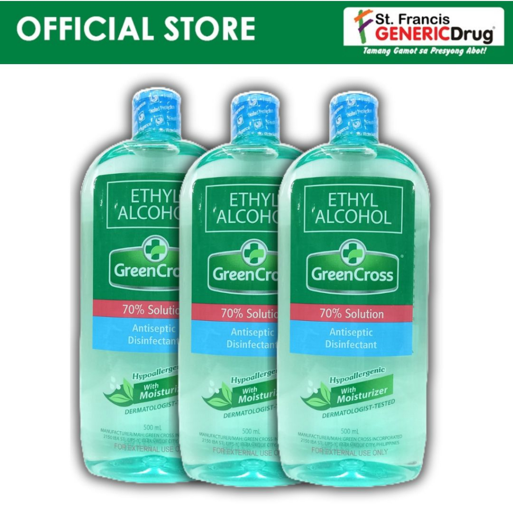 Green Cross Ethyl Alcohol 70% with Moisturizer 500 mL | Shopee Philippines