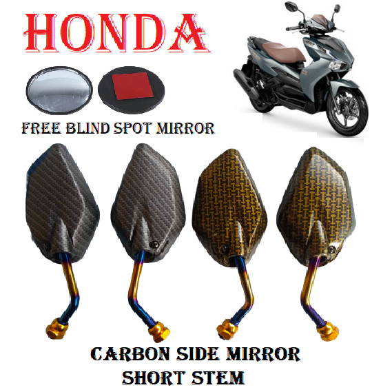 Honda Pcx 160 - CBS 2021 CARBON SIDE MIRROR MOTORCYCLE 2TONE SHORT STEM ...
