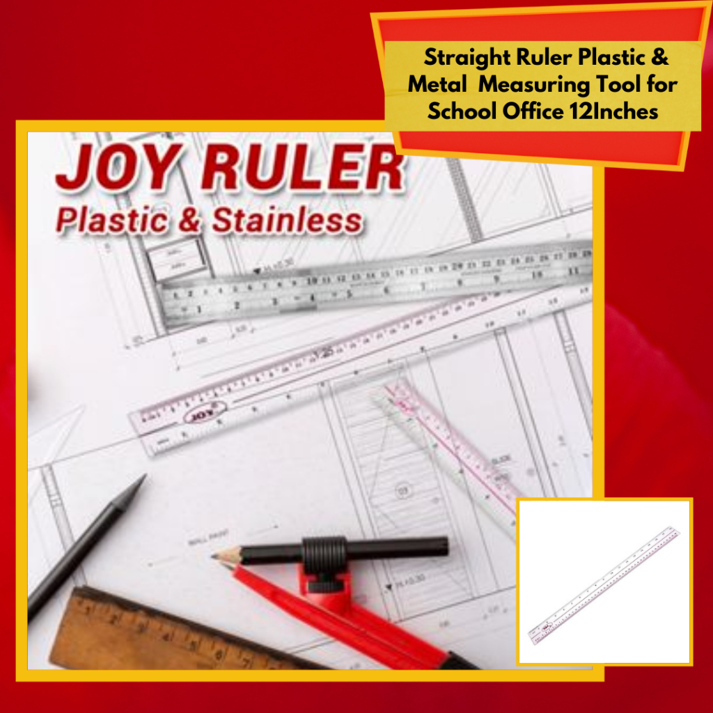 DSS Straight Ruler Plastic & Metal Measuring Tool for School Office 6 ...