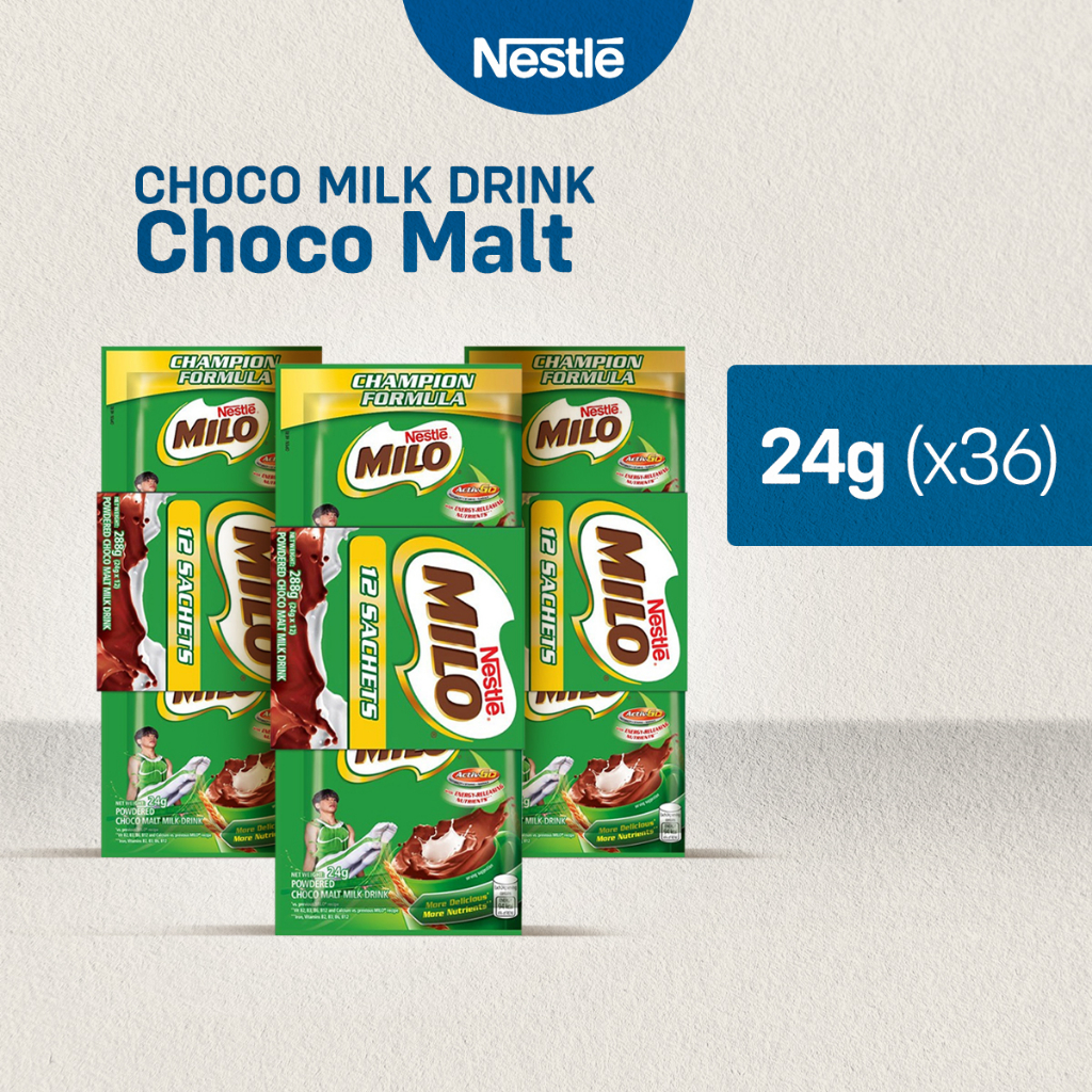 Milo Powdered Choco Malt Milk Drink 24g - Pack of 36 | Shopee Philippines