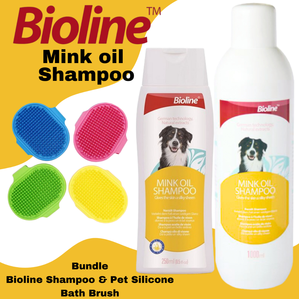 Bioline Shampoo (Mink Oil Shampoo) 250ml & Pet Silicone Massage Bath ...