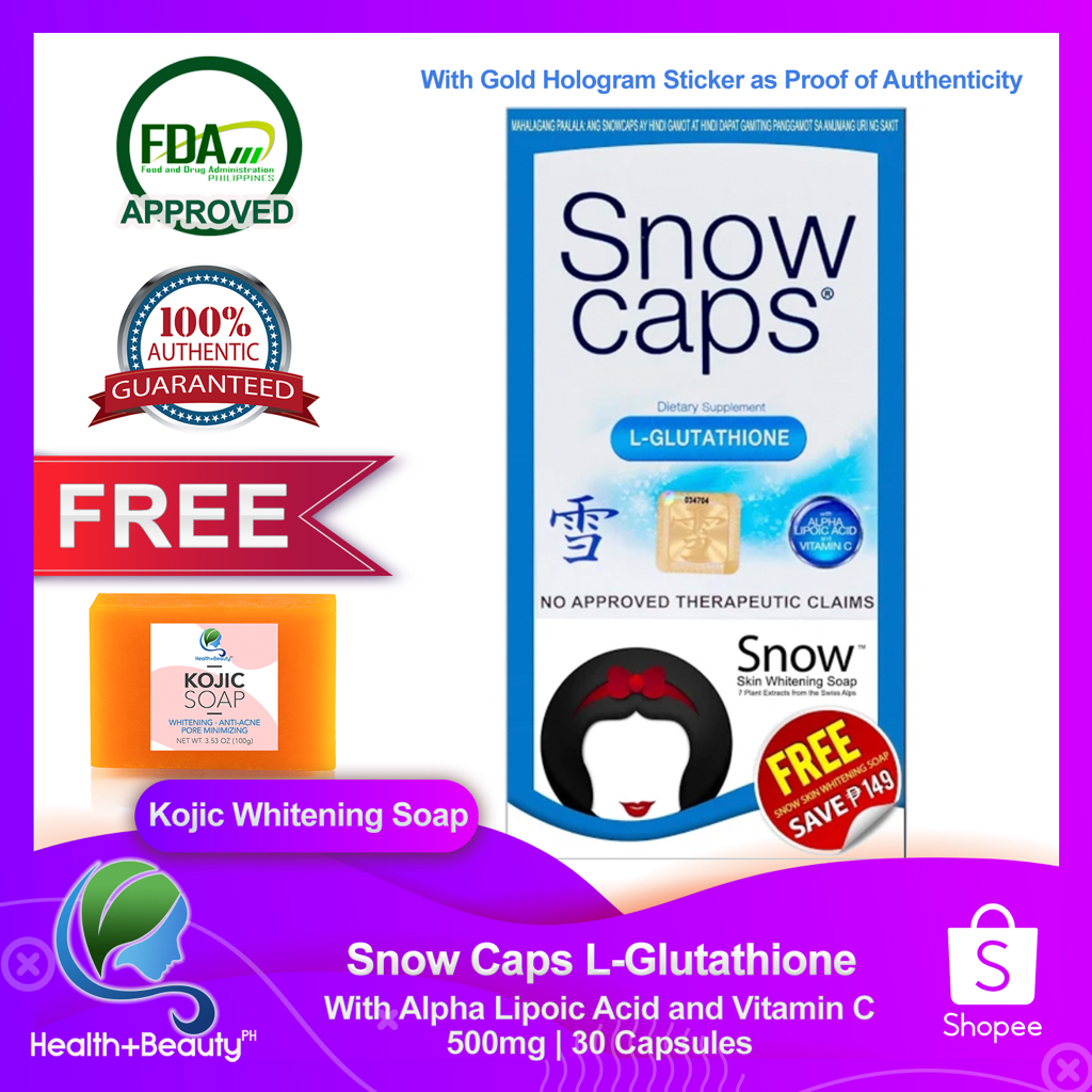 Snow Caps 30 Capsules and Snow Soap Bundle (Plus FREE KOJIC SOAP ...