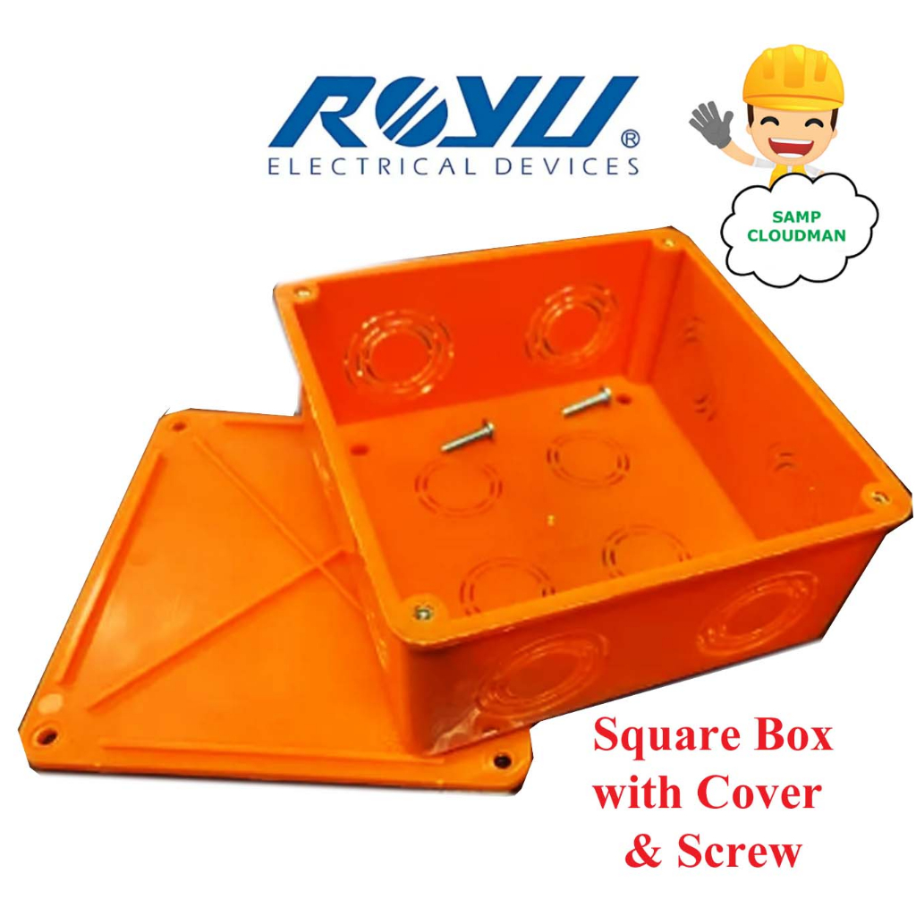 Royu Square Box with Cover and Screws PVC Orange 5 x 5 Electrical ...