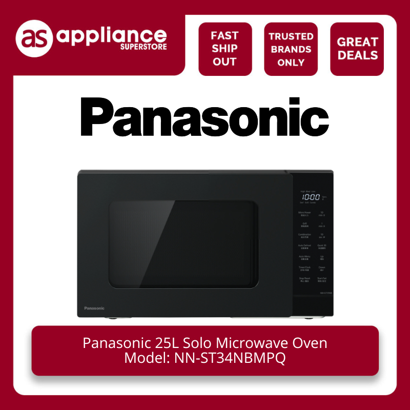 Panasonic NN-ST34NBMPQ 25L Solo Microwave Oven Quick 30 Function Auto Defrost 900Watts | Shopee ...