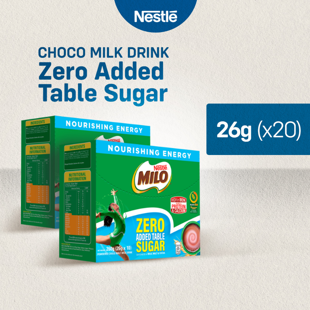 Milo Zero Added Table Sugar Powdered Choco Malt Milk Drink 26g - Pack ...