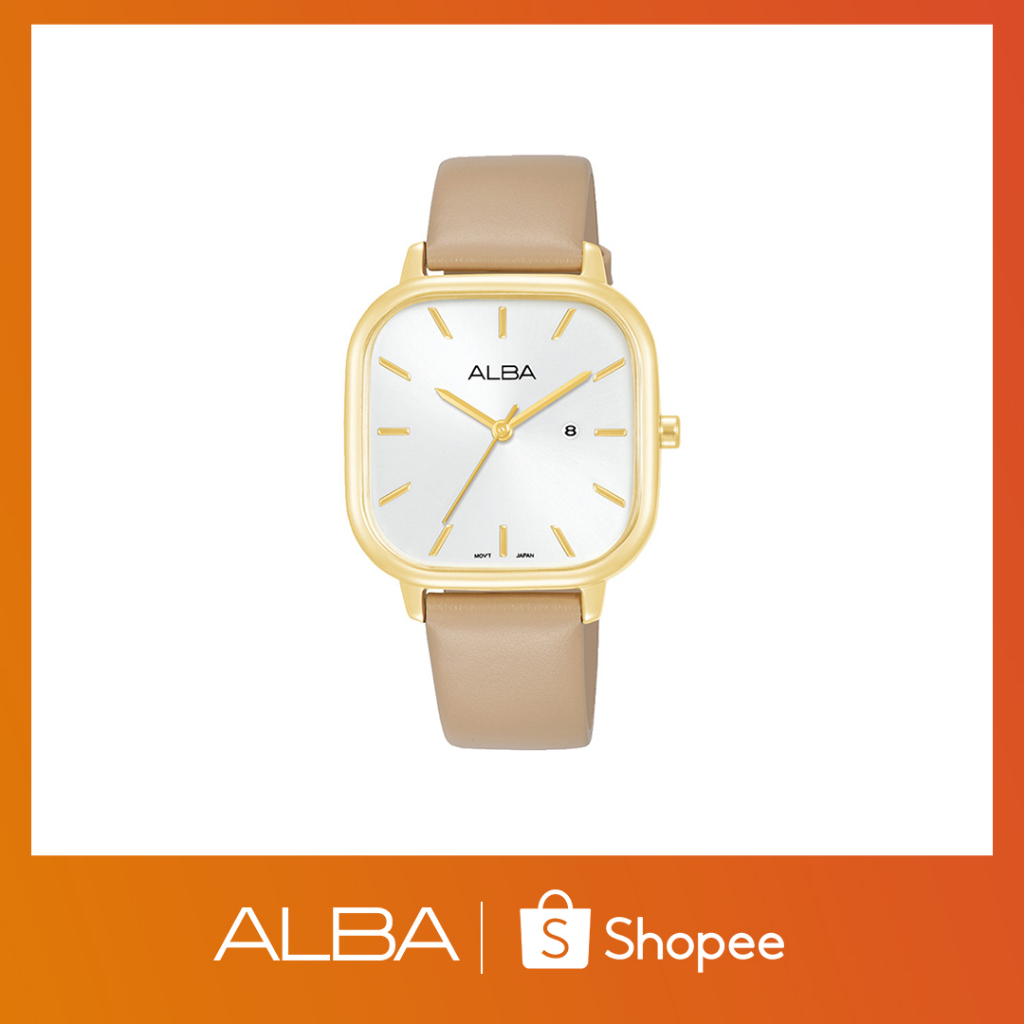 ALBA Philippines AH7BZ6X1 Silver Dial Brown Leather Strap Women's ...