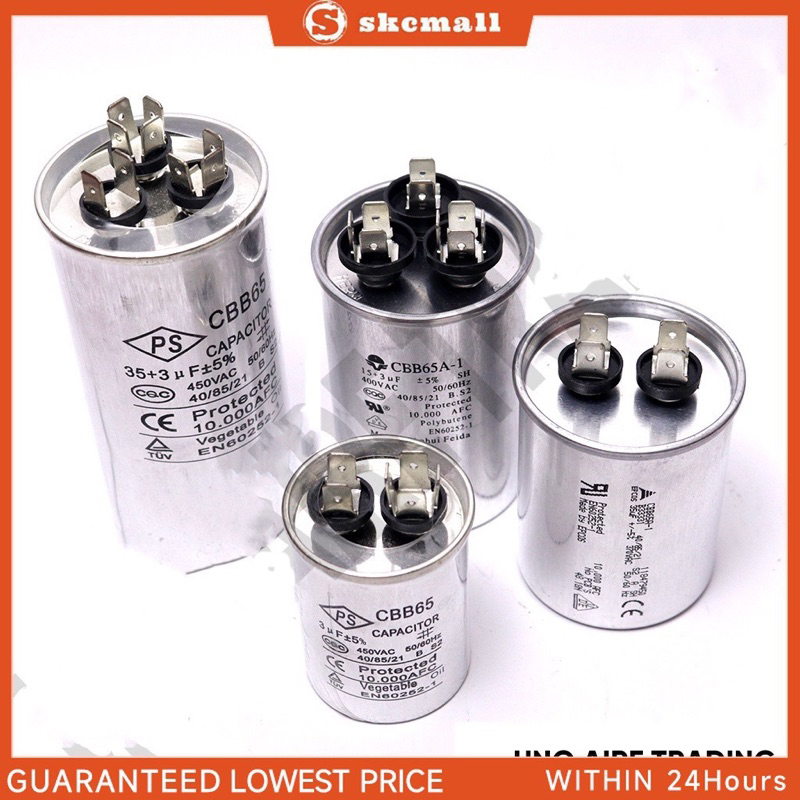 20/30/35/40/60UF/65UF CBB65 Aircon Capacitor Single Type Aircon Metal ...