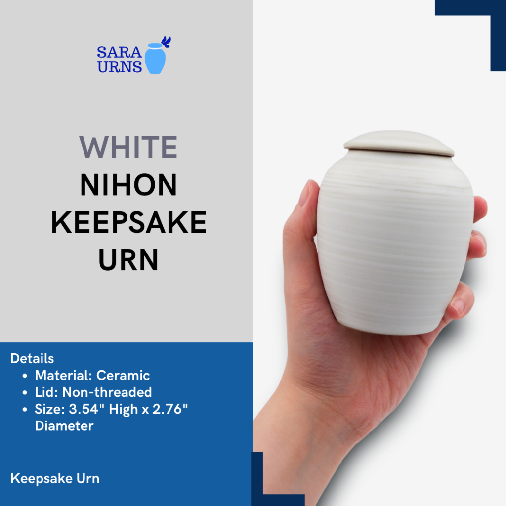 Sara Urns White Nihon Keepsake Ceramic Ash Container Mini Urn for Ashes ...