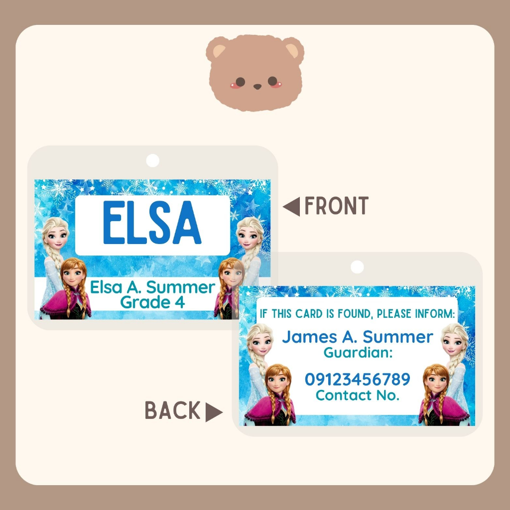 Customized Laminated Name Tag with Back Details For Kids ┃Merliah Ph ...