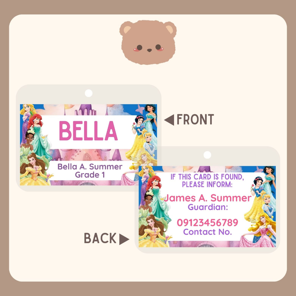 Customized Laminated Name Tag with Back Details For Kids ┃Merliah Ph ...