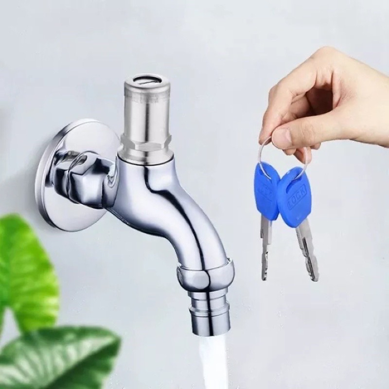 Anti-Theft Faucet Water Tap With Lock Key Alloy Key Switch Kitchen ...