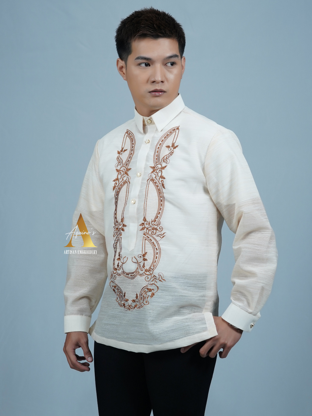 AQUINO'S ARTISAN EMBROIDERY Barong Tagalog for Men Piña Jusilyn MBJ1022 ...