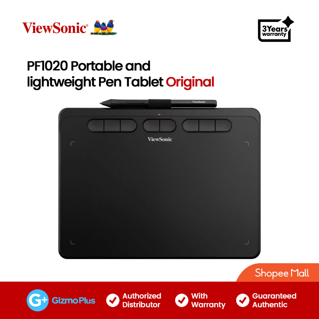 ViewSonic PF1020 Pen Tablet Drawing Pad for Illustrators, Graphic ...