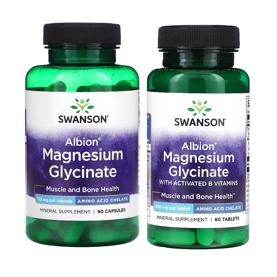 Swanson, Albion, Magnesium Glycinate, 133 mg, 90 Capsules / 200 mg, 60 ...
