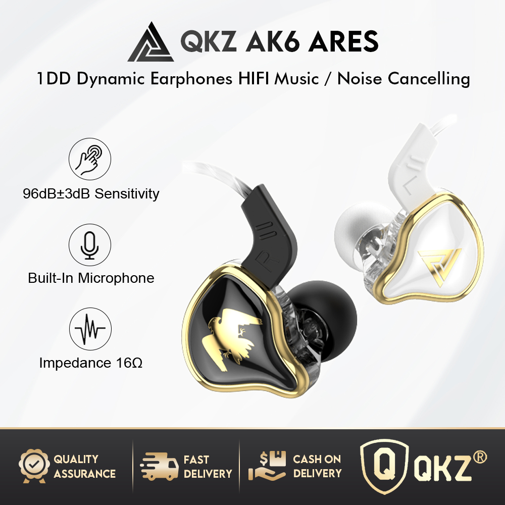 QKZ AK6 Ares 1DD Dynamic Earphone HIFI Music Ear Earphones Sport Noise ...