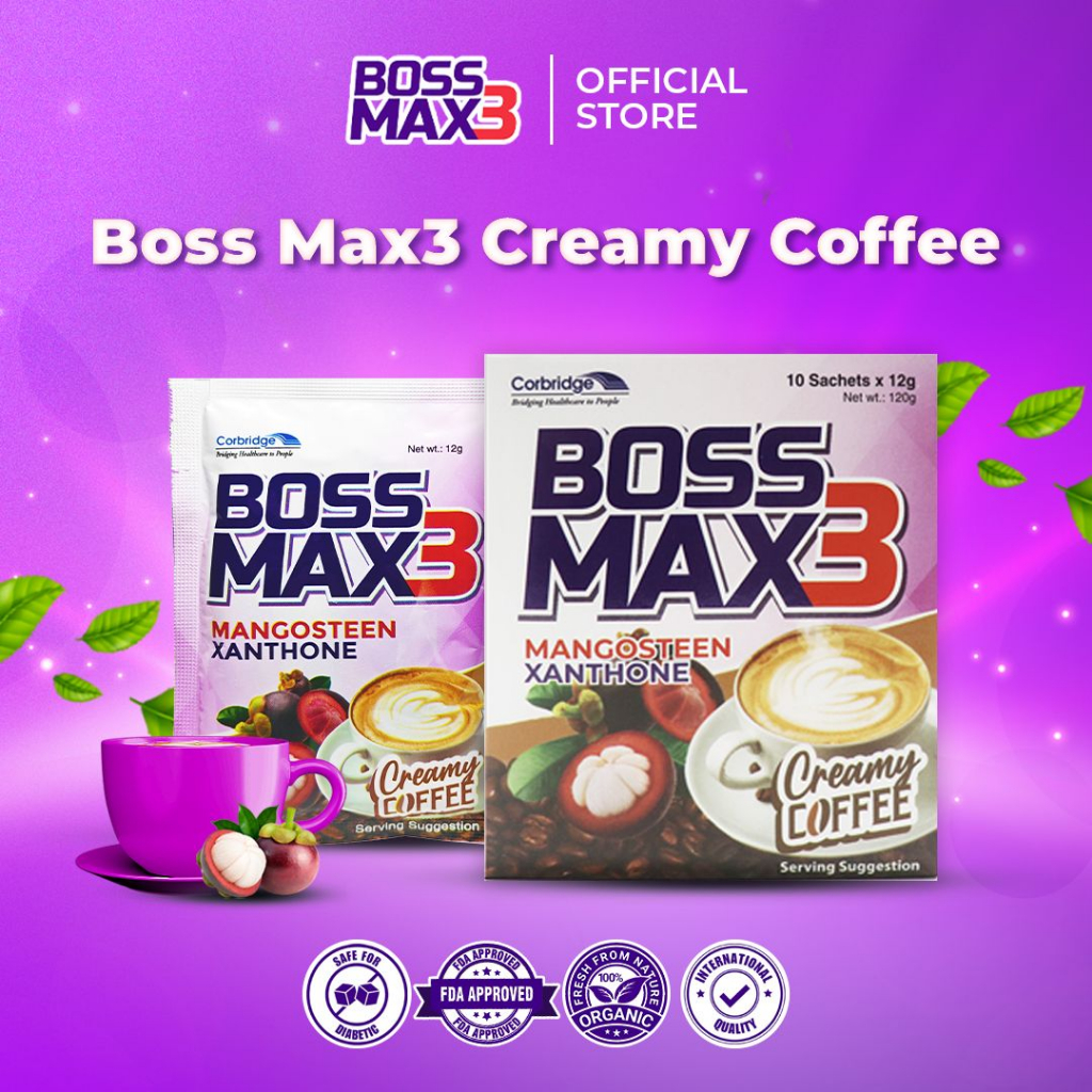 Boss Max3 Mangosteen Creamy Coffee 12g with Stevia as sweetener | Shopee Philippines