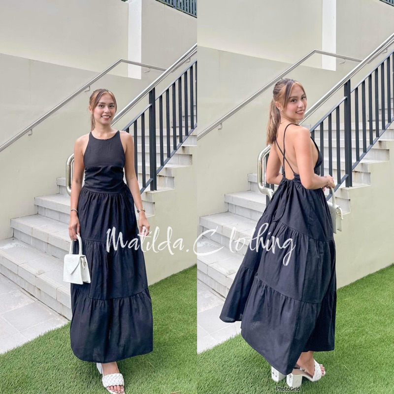 VENUS BACKLESS MAXI DRESS ~ cotton linen | S-SL | matilda.clothing ...