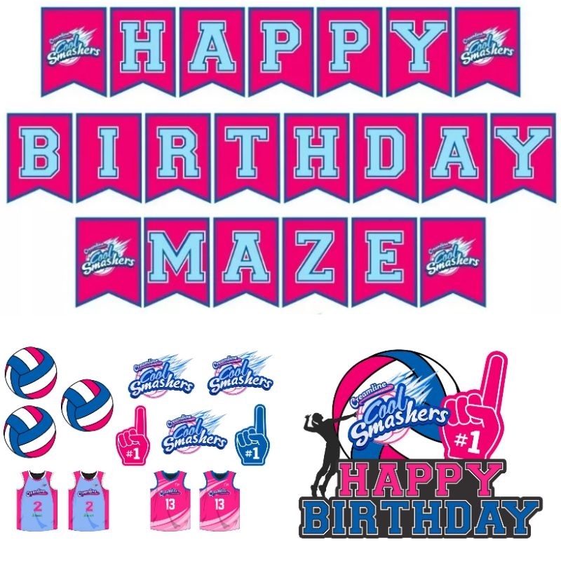 Creamline Cool Smashers PVL Team Volleyball Theme Birthday Party Banner ...