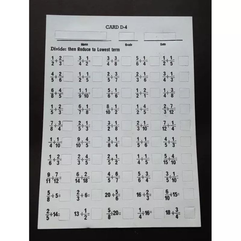 Window Card Math Operations [Addition A-4;Subtraction S-1,S-4;Division ...