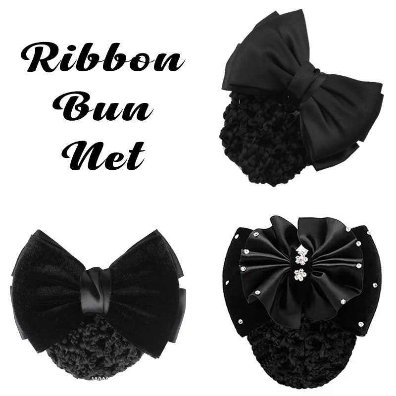 PHILIPPINES No.1 Hair Bun Net Bow Hair Clip Ribbon Bun Net Women Mesh ...