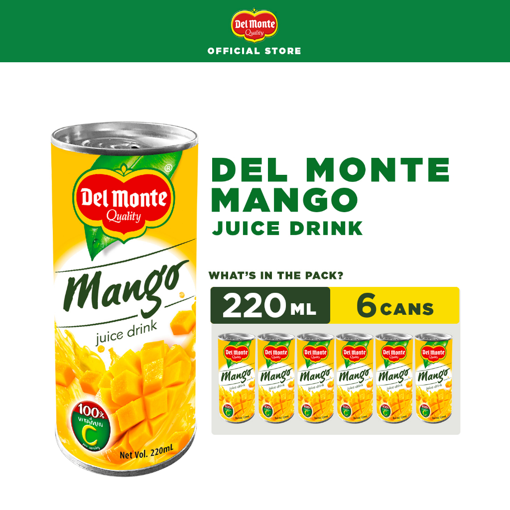 DEL MONTE Mango Juice Drink with All-natural Sweetness - 220ml x 6 | Shopee Philippines