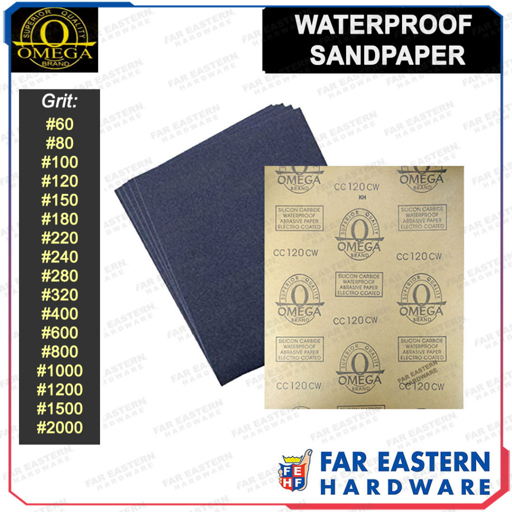 OMEGA Waterproof Sand Paper Sandpaper #60 #80 #100 #120 #180 #220 #240 ...