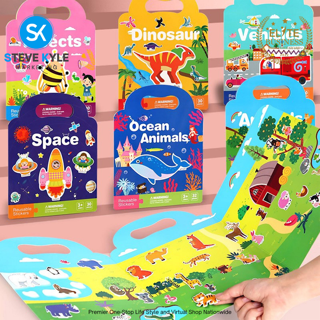 Children Reusable Sticker Book Puzzle Game DIY Cartoon Stickers ...