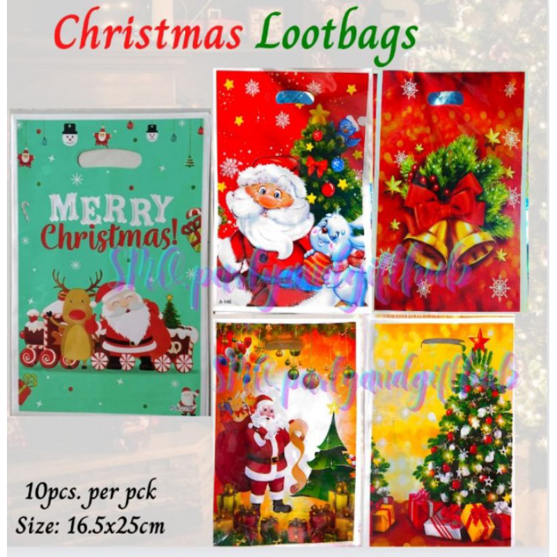 10pcs./ Merry Christmas Lootbags | Candy Loot Bag Christmas Design ...