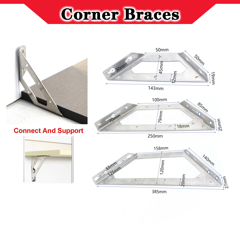 Stainless Steel Furniture Corner Connector Cabinet Angle Brackets Shelf ...