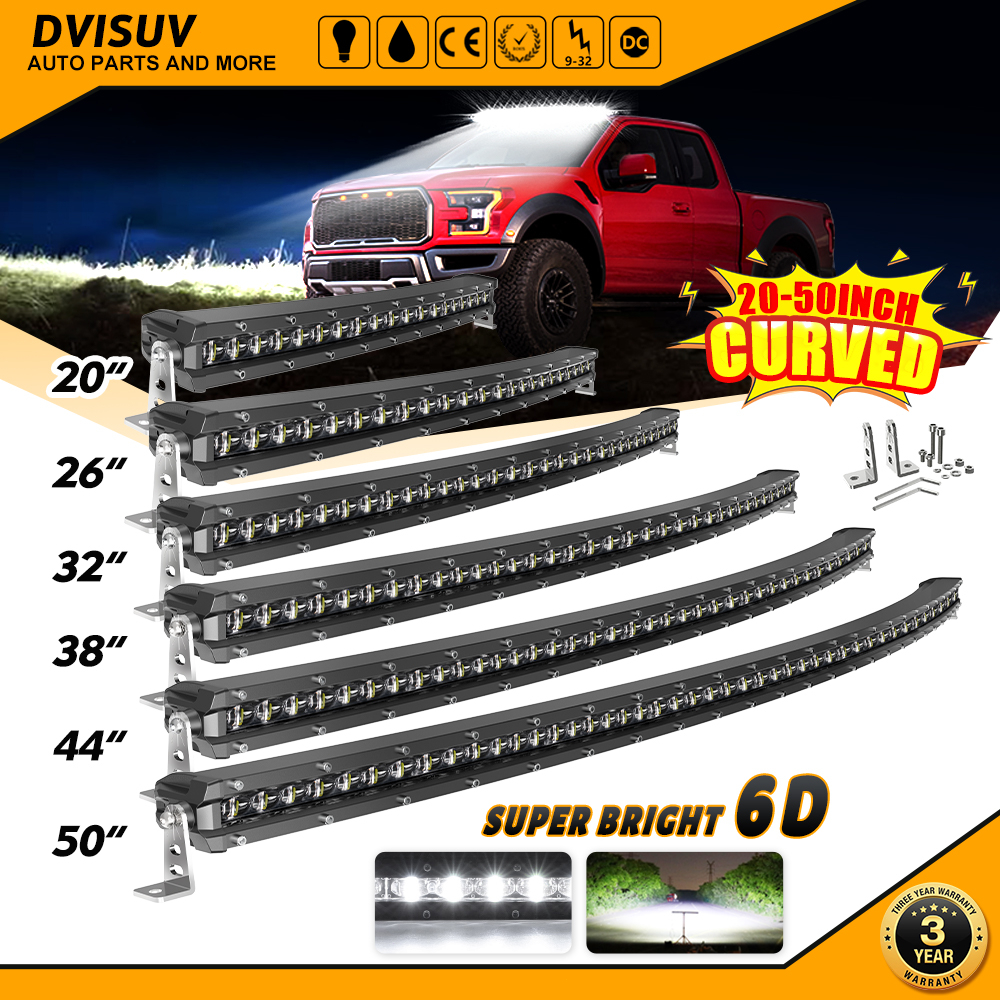12D Curved LED Bar Singel Row Super Bright LED Work Light Bar 20 26 32 ...